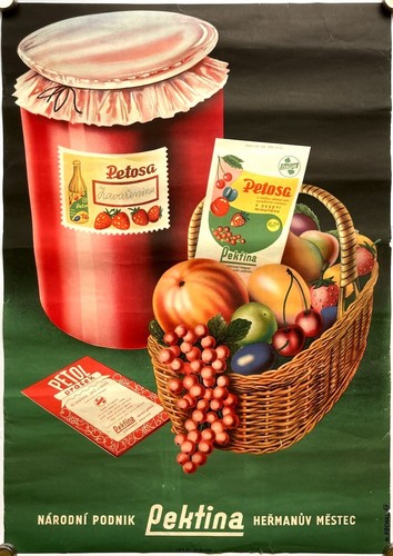 Original Vintage Poster COOKING - FOOD - PEKTINA - FRUIT ...