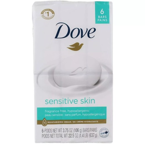 Dove Sensitive Skin Soap Bar Unscented Hypoallergenic Moisturizing 3 ...