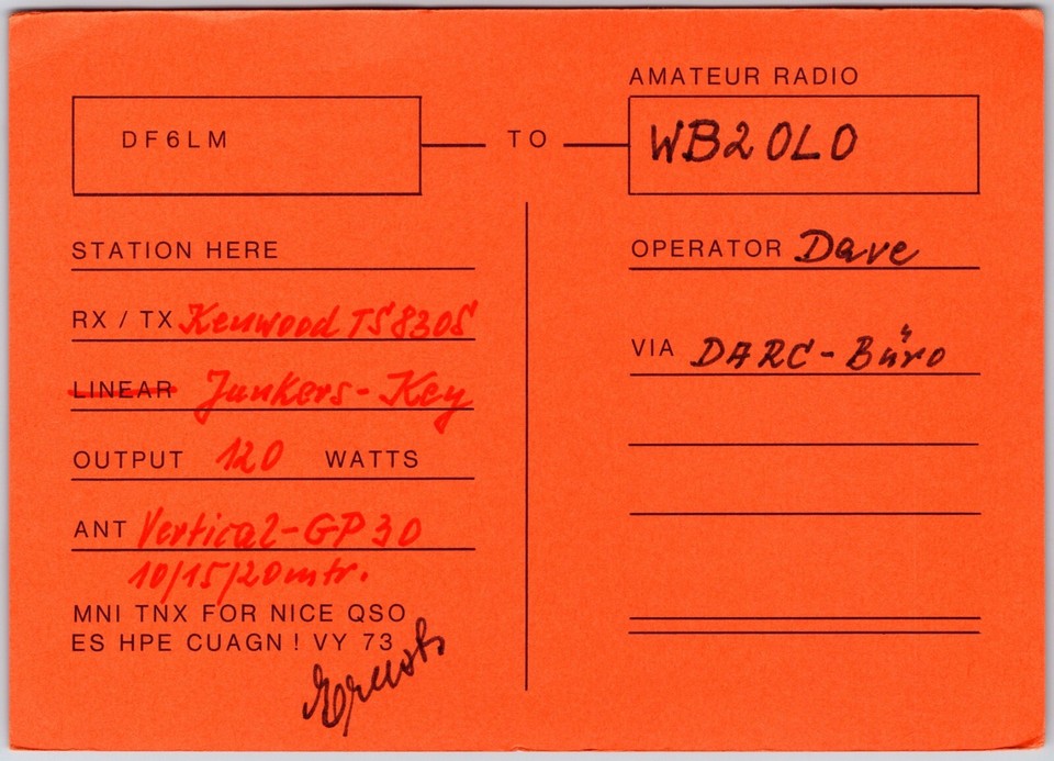 19381 QSL Radio Card Code DF6LM Exkernforde Germany Amateur Station Postcard | eBay