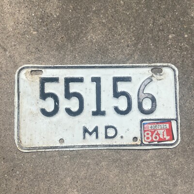1981 Maryland Motorcycle License Plate 55156 YOM DMV Clear Harley Honda ...