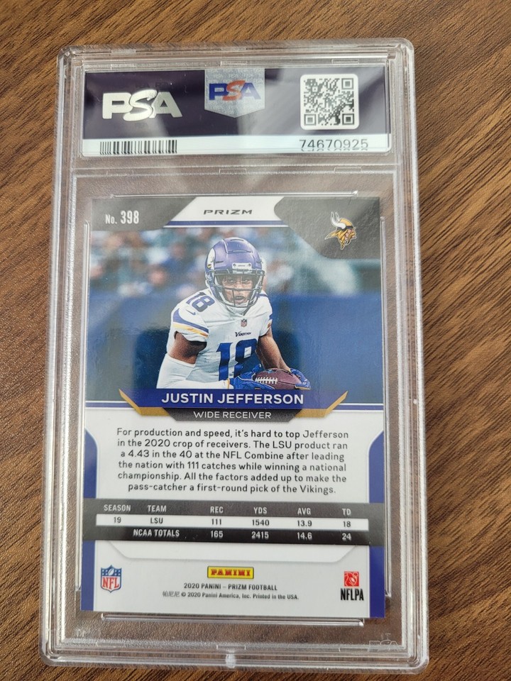 Justin Jefferson PSA 10 2020 Prizm Orange Lazer Prizm Rookie RC #398 ...
