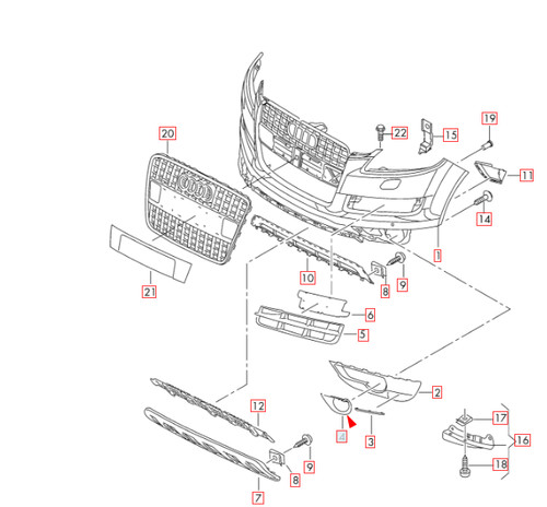 NEW AUDI Q7 4L FRONT BUMPER RIGHT LIGHT FOG TRIM 4L0807490A 2015OEM | eBay