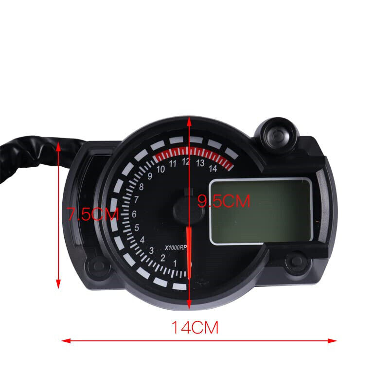 LCD Digit 15000rpm Motorcycle Speedometer Tachometer Gauge Odometer ...