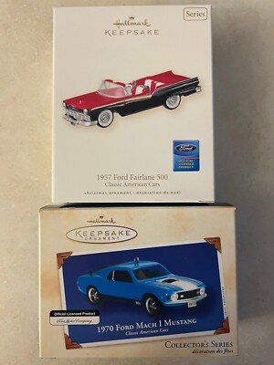 2 HALLMARK CLASSIC AMERICAN CARS 1970 FORD MACH I MUSTANG & 1957 ...