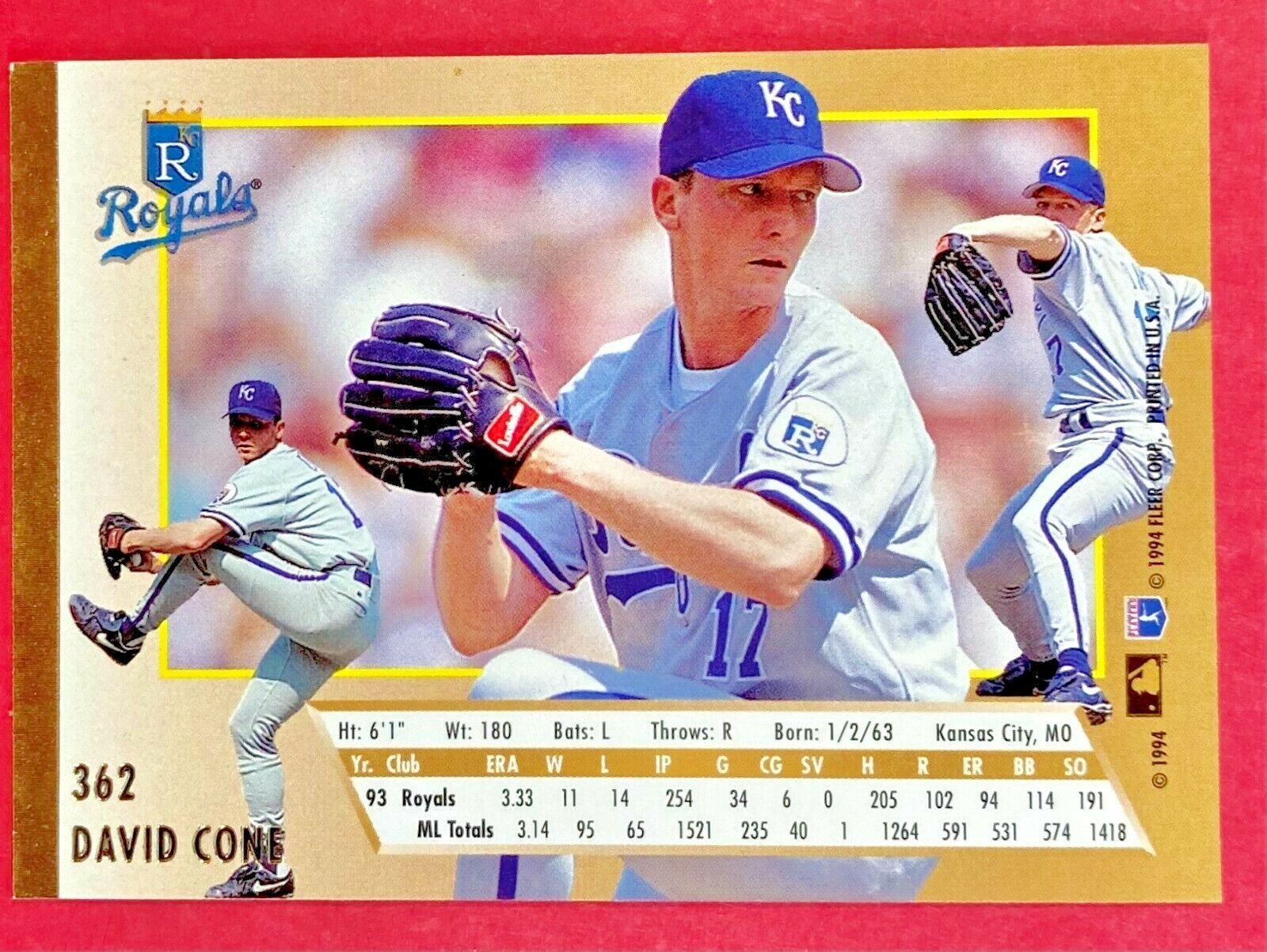 1994 Ultra David Cone #362 Baseball Card Kansas City Royals (5x AS/CYA ...