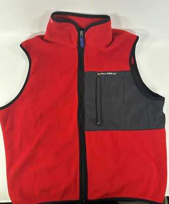 Polo Ralph Lauren Red Fleece Vest W/ Removable Rain Hood XL | eBay