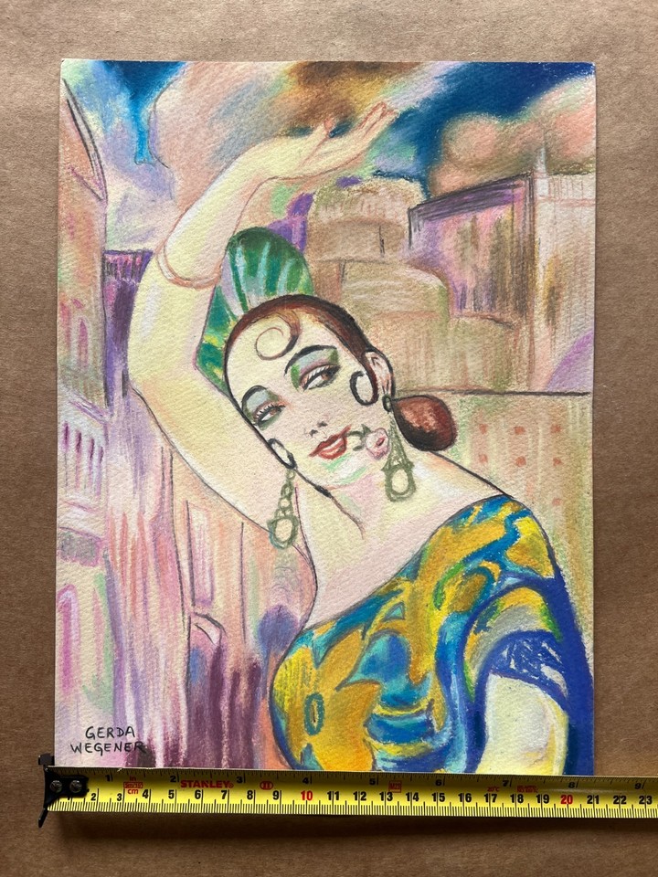 Gerda Wegener Drawing on paper (Handmade) signed and stamped mixed ...