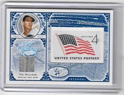 TED WILLIAMS 2005 LEAF CENTURY COLLECTION GAME JERSEY / STAMP #8/9 RED ...