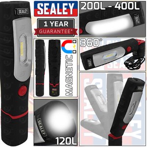 SEALEY SMD LED Work Light Torch Li-Ion Rechargeable Cordless Inspection ...