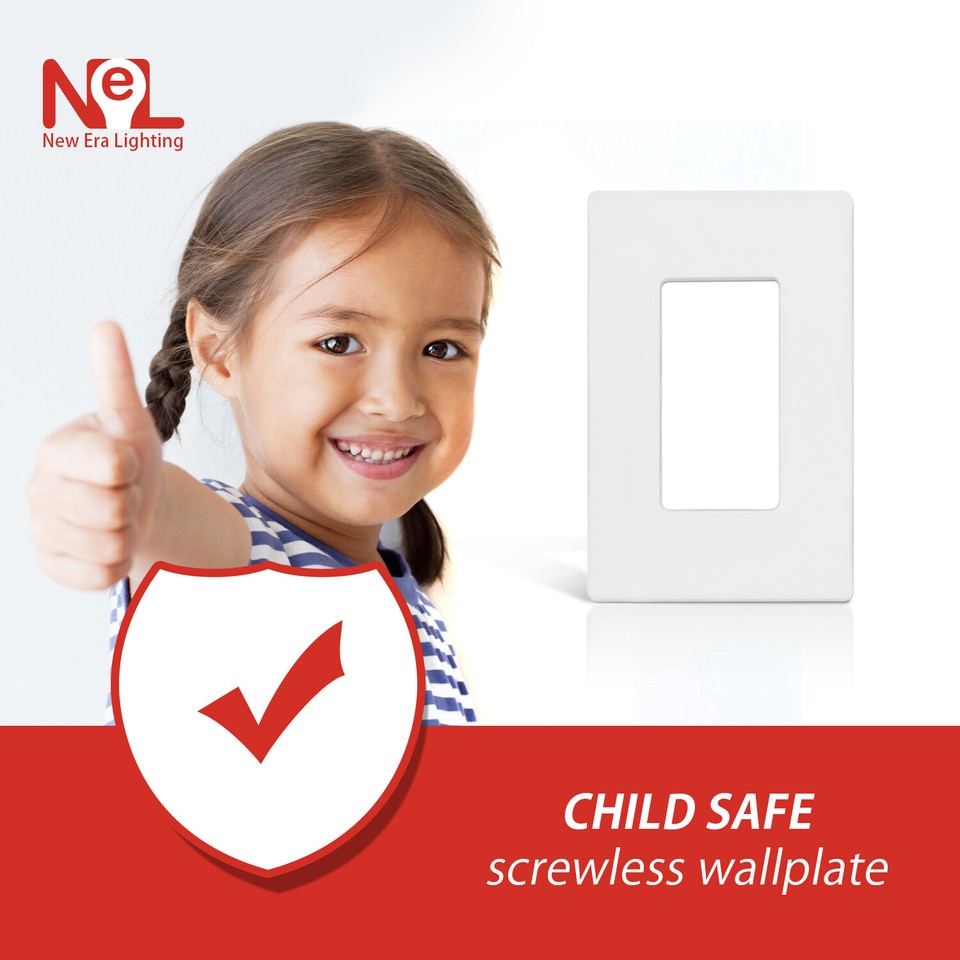 Screwless Decora Wall Switch Plate 1-4 Gang GFI Rocker Switch Plate ...