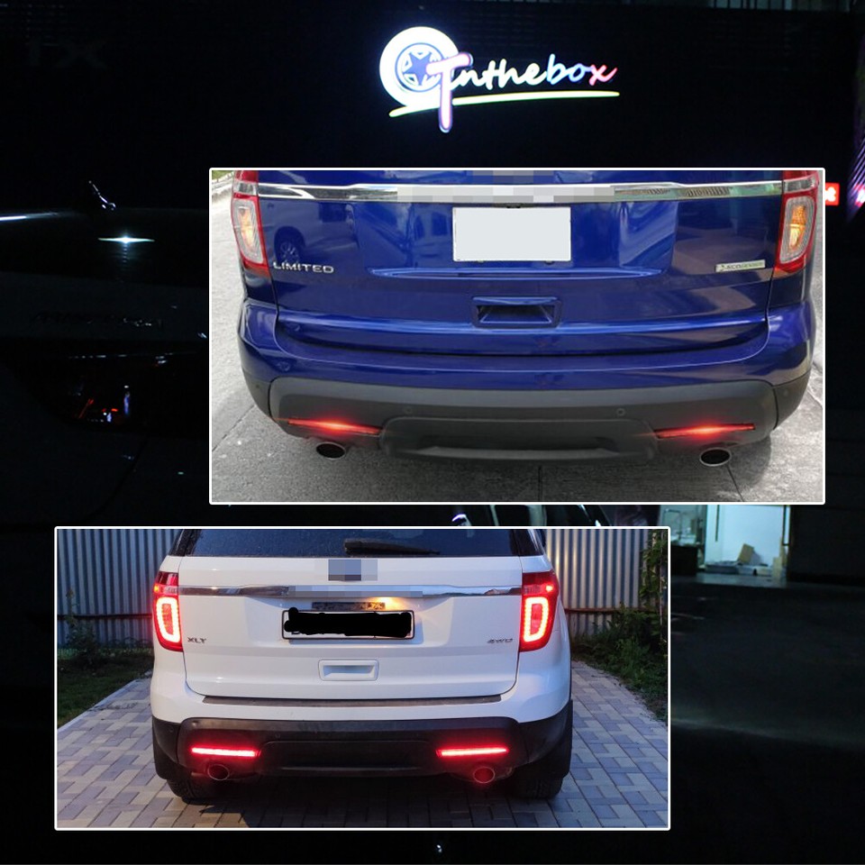 Black Lens LED Rear Bumper Reflectors Tail Lights For 2011-2015 Ford ...