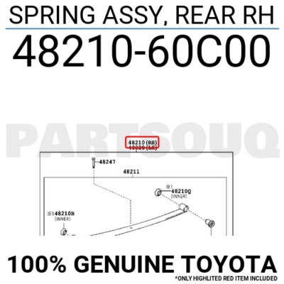 4821060C00 Genuine Toyota SPRING ASSY, REAR RH 48210-60C00 | eBay UK