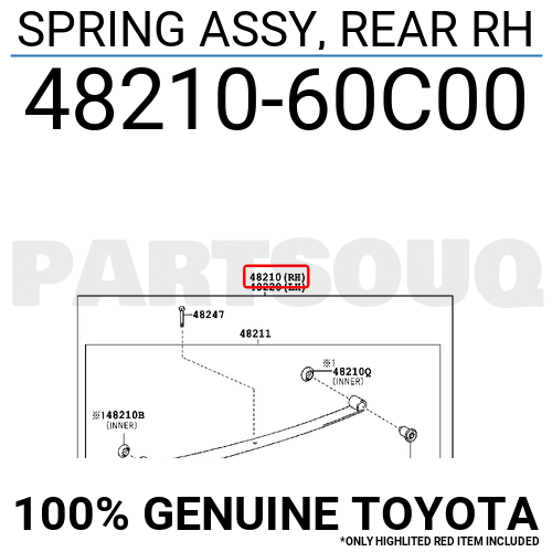 4821060C00 Genuine Toyota SPRING ASSY, REAR RH 48210-60C00 | eBay