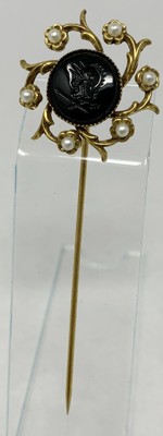 Antique Intaglio Stick Pin Pearls - Gold Filled Stick Pin in Custom Box ...