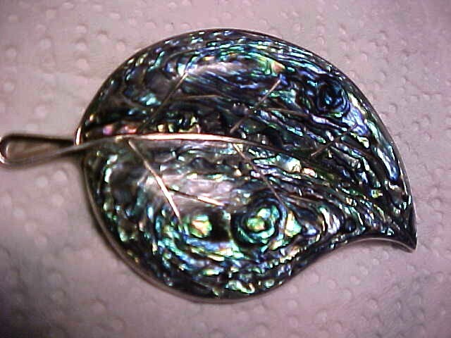 Rare Hecho En Mexico Abalone Shell Sterling Leaf Broo… - Gem