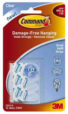 6 PAK 12 Pack; Small; Clear; Adhesive Strip Refill Pack; Holds Firmly ...