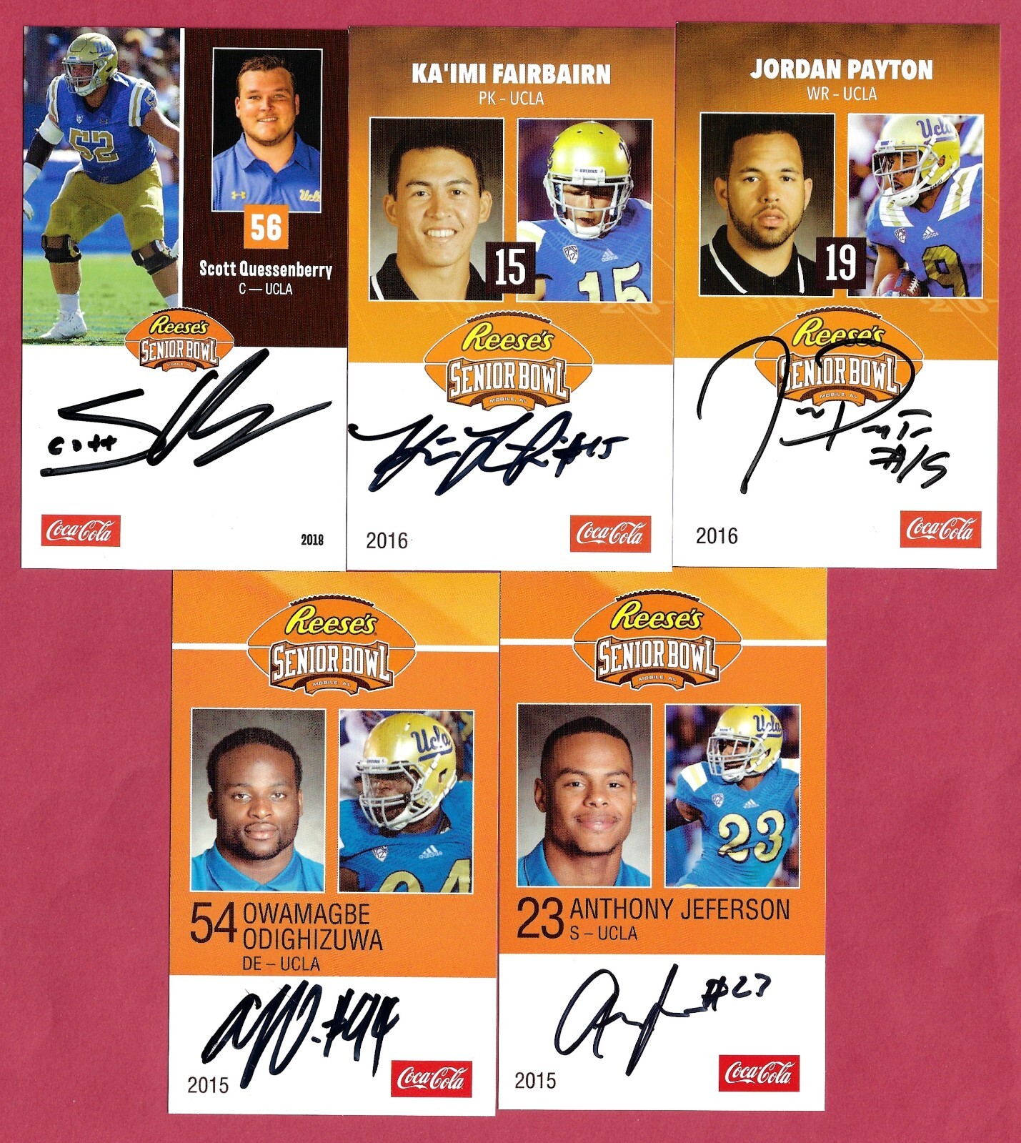 UCLA Bruins Signed Senior Bowl Lot OF 5 Cards Autos RC Quessenberry ...