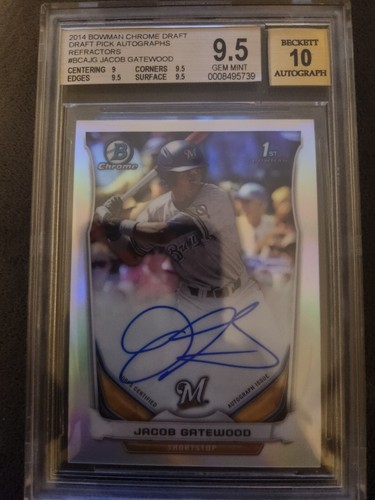 2014 Bowman Draft Chrome Jacob Gatewood Auto BGS 9.5 Gem Mint 10 ...