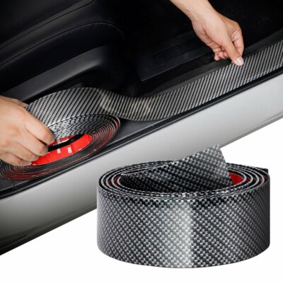 Parts Accessories Carbon Fiber Vinyl Car Door Sill Scuff Plate Sticker ...