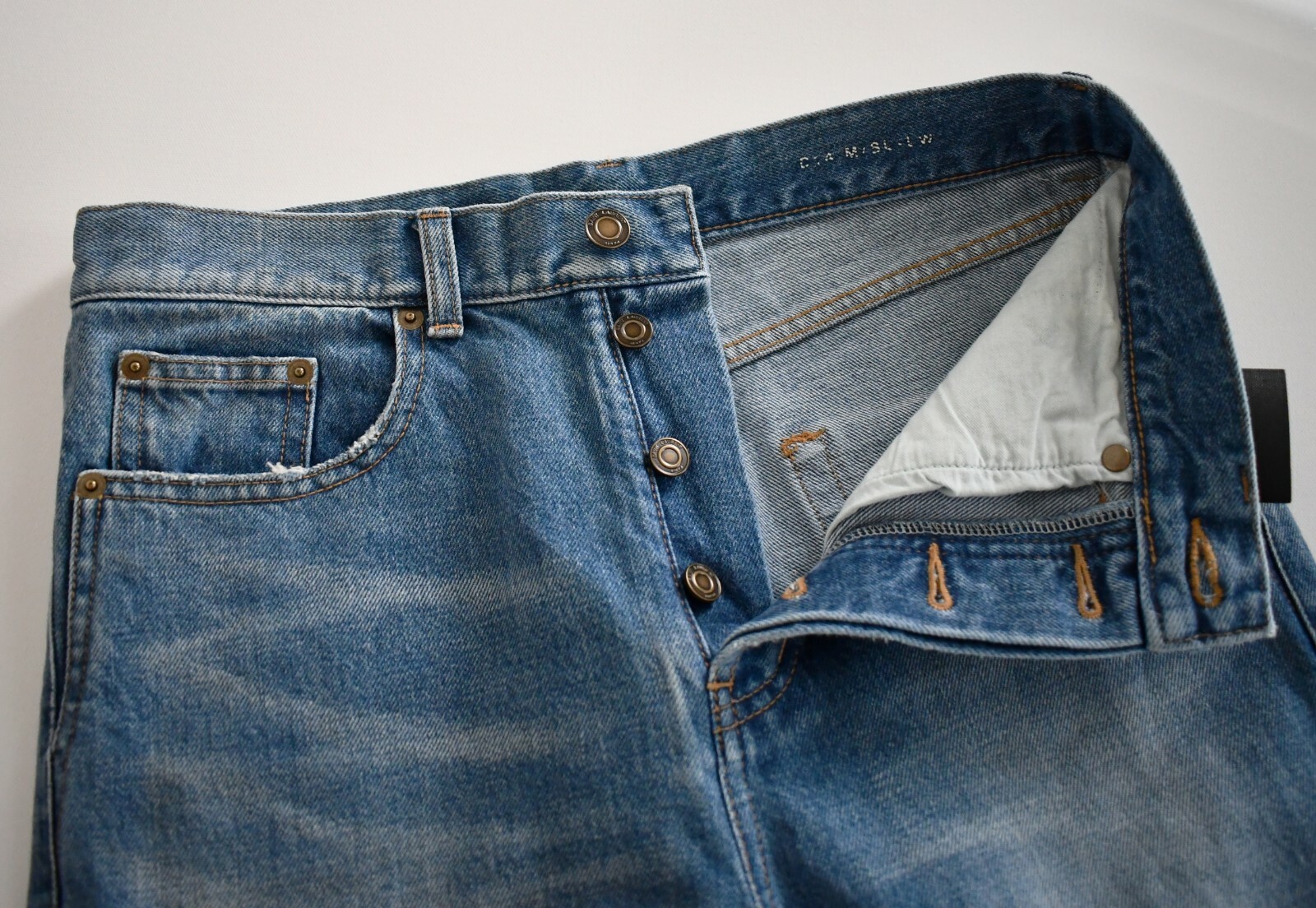 🆕️ SAINT LAURENT Paris D14 M/SL-LW Vintage Blue SLIM Fit LOW WAIST ...