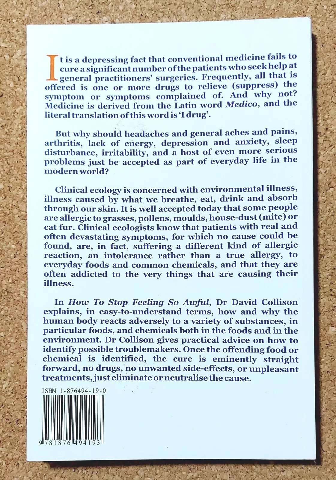 How to Stop Feeling So Awful Book by Dr David Collison - A Drug-free ...