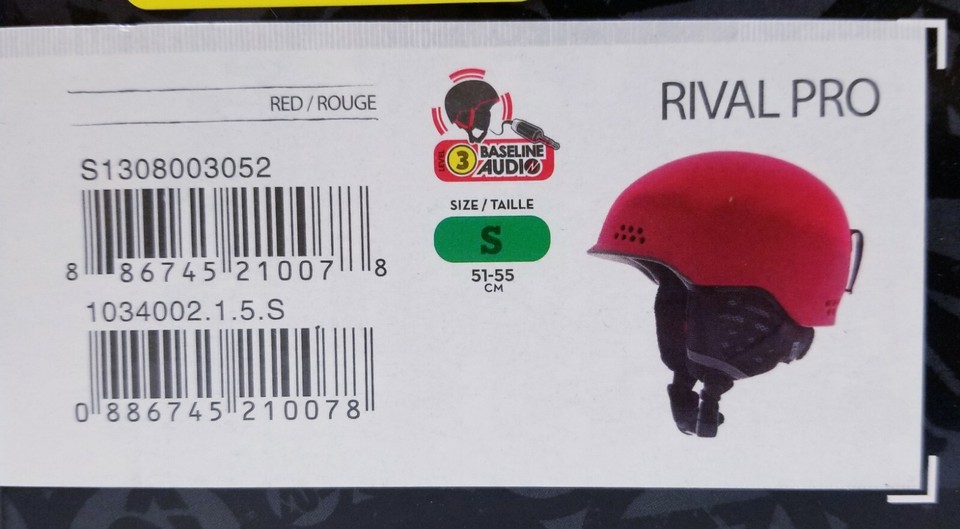 NEW High End $140 K2 Rival Pro Audio Snowboard Helmet Small Red With ...