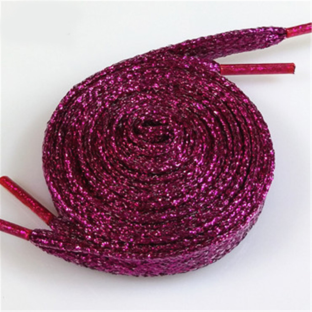 Unisex Flat Glitter Shoelaces Shiny Bootlaces Sneakers Shoe Laces Ropes ...