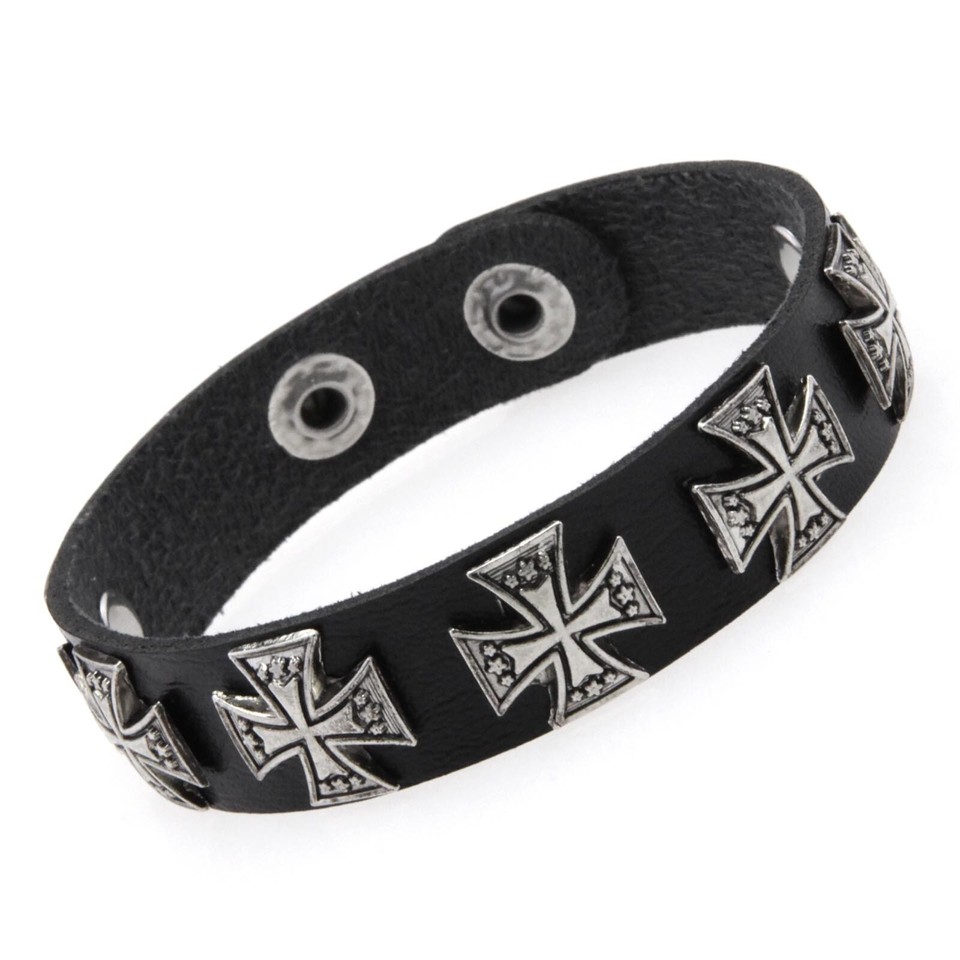 Punk Style Bracelet Personality Vintage Cross Snap Buckle Wrist Bangle ...