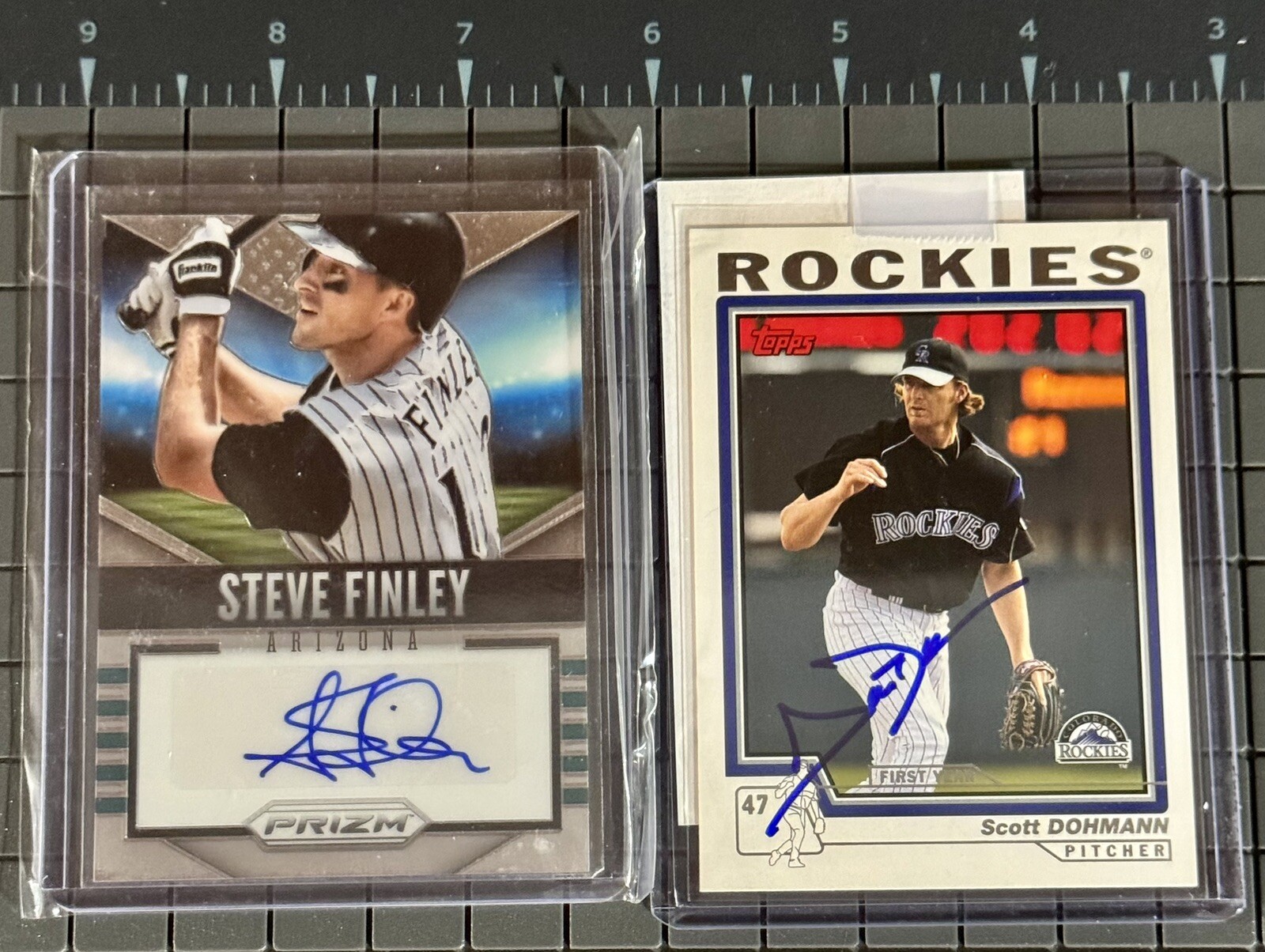 2014 Panini Prizm Signatures Steve Finley & 2004 Topps Scott Dohmann ...