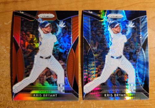 2 2019 Panini Prizm Blue Hyper Prizm, Orange/Red #54 Prism Kris Bryant ...