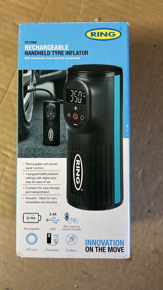 Ring Automotive RTC2000 digital rechargeable cordless tyre inflator air ...