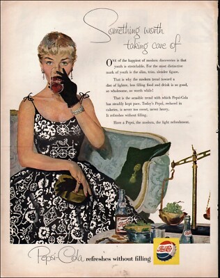 1955 Vintage ad Pepsi-Cola retro Soda Art Dress Gloves Sofa 03/09/23 | eBay
