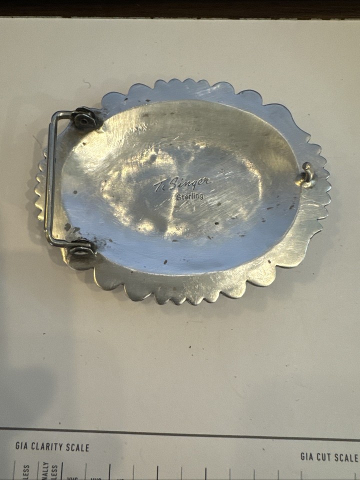 Tommy Singer Sterling Silver & Turquoise Belt Buckle Signed – Navajo ...