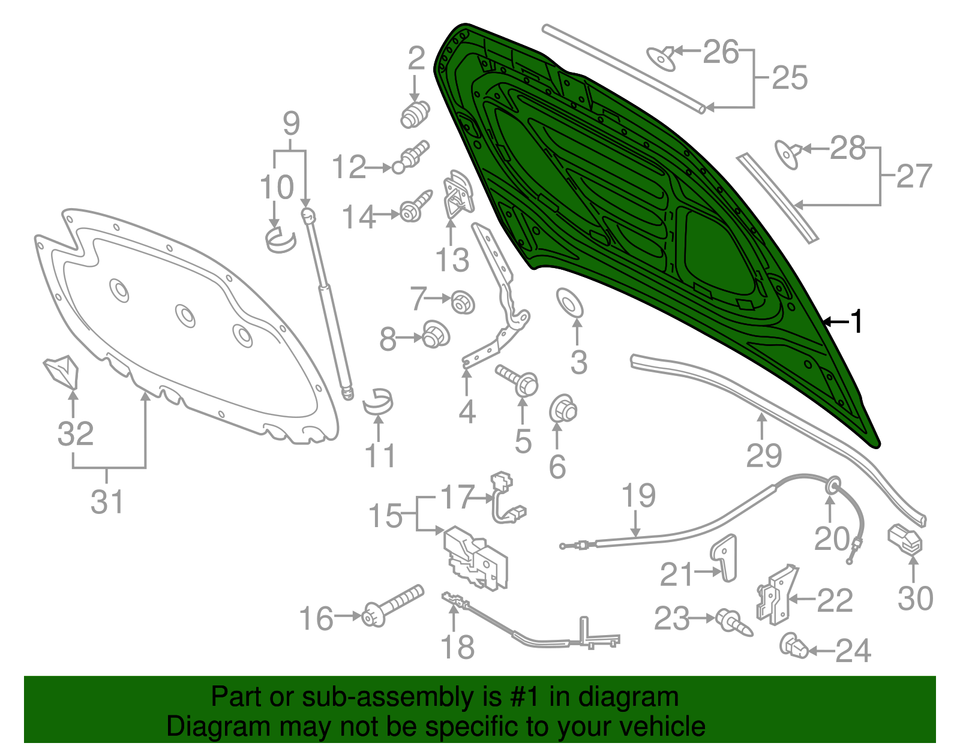 Genuine Volkswagen Hood 5G0-823-031-J | eBay