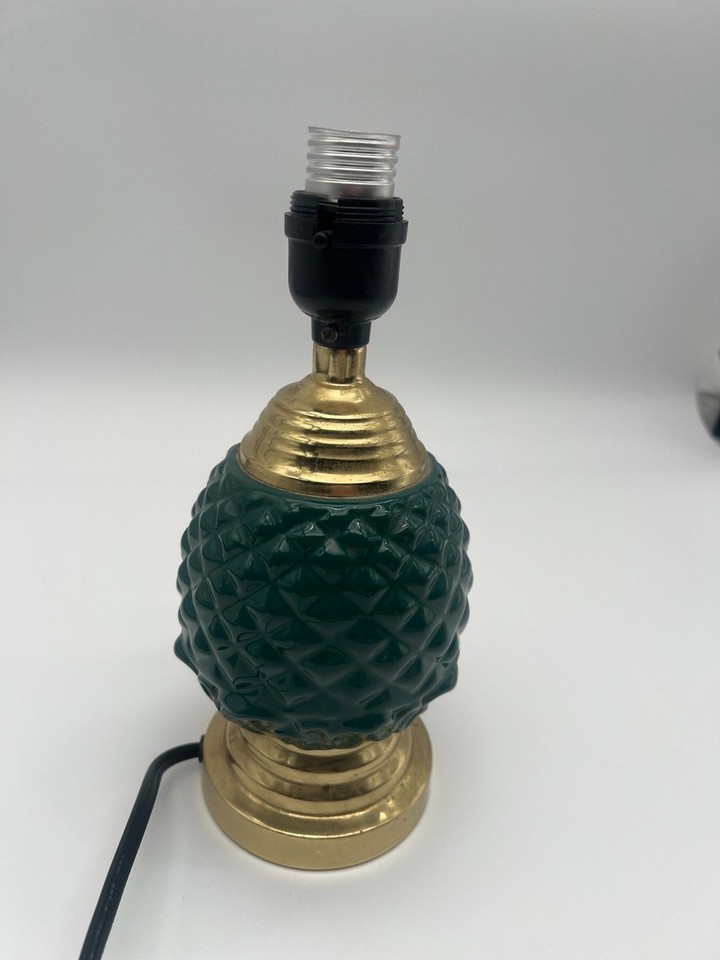 Vintage green glass pineapple style table lamp 9.5 inches high | eBay