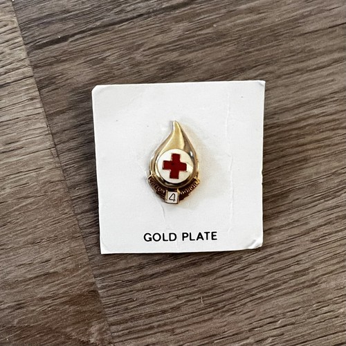 Vintage American Red Cross ARC 4 Gallon Blood Donor Lapel Hat Pin Gold ...