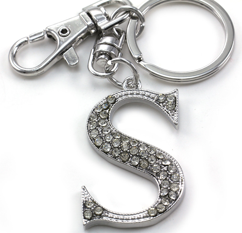 Clear Name Alphabet Initial Letter A-Z Car Keychain Key Ring Wedding ...