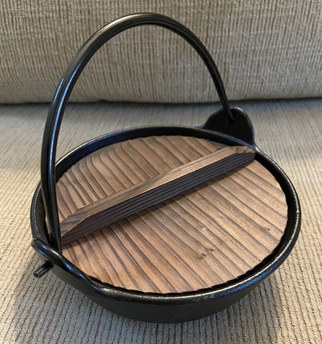 ISHIGAKI Cast Iron Furusato Cooking Pot 15 With Cypress Wod Lid Made in ...