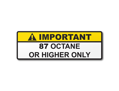 2 pcs x Warning Label 87+ or Higher Octane Gas Gasoline Fuel Tank ...