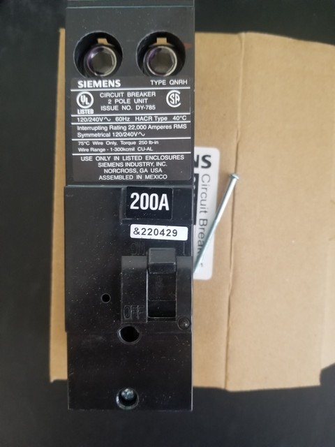 Siemens QN2200RH 200A 240VAC 2-Pole Circuit Breaker for sale online | eBay