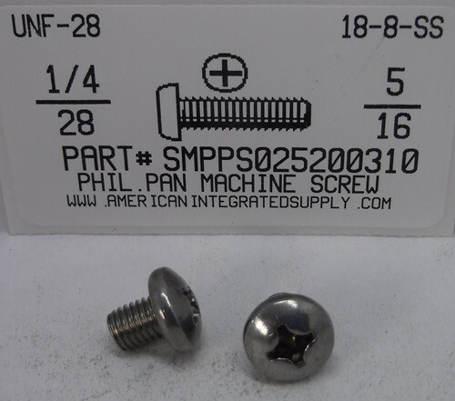 1/4-28x5/16 Pan Head Phillips Machine Screws Stainless Steel (10) | eBay