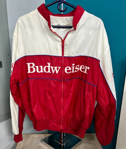 Vintage Team Budweiser Racing Jacket Red White Blue Sz XL | eBay