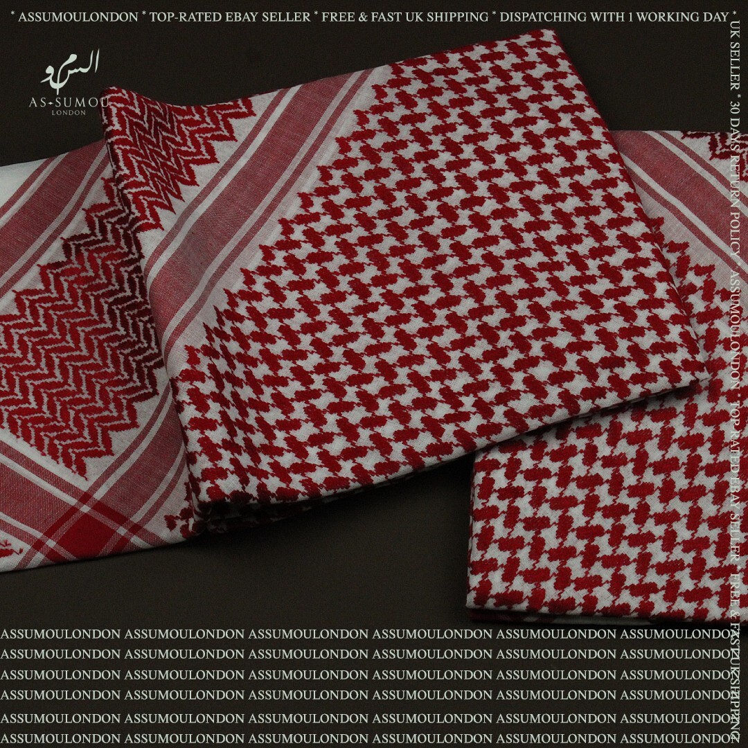 Very Rare Authentic Dark Red and White Retro Style Saudi Shemagh Cotton ...
