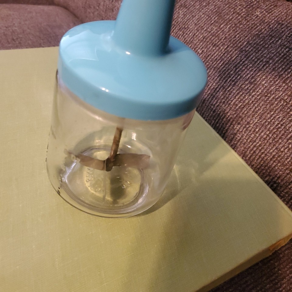Vintage Androck Glass Hand Food Chopper With Turquoise Teal Lid -USA ...