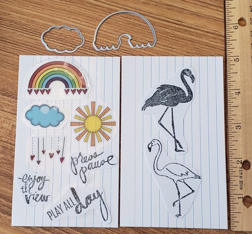 Rubber Stamps And Dies Flamingo Rainbow Sunshine Cloud Weather Tropical | eBay