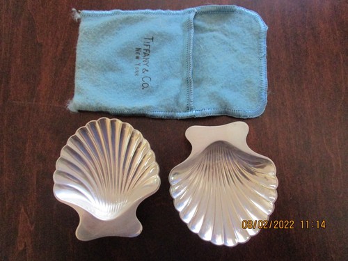 VTG Pair of Tiffany & Co. Makers Sterling Silver Footed Scallop Shell ...