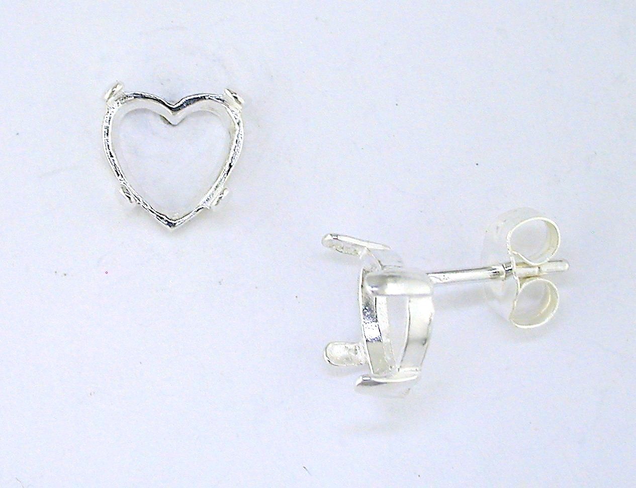 Heart Cabochon Earring Setting Sterling Silver | eBay
