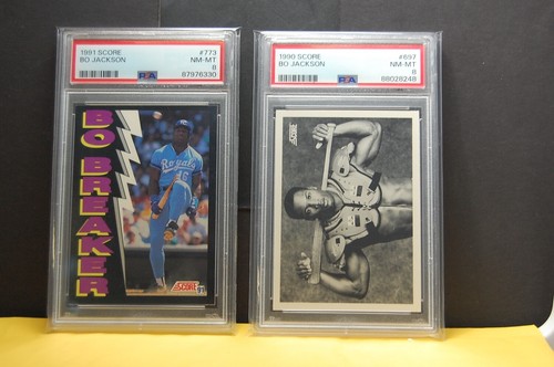 1990 & 1991 PSA 8 Score Bo Jackson Black & White - Shoulder Pads/Bo ...