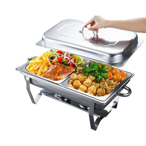 4 Pack 8QT Chafing Dish Stainless Steel Chafer Complete Set with 2 ...