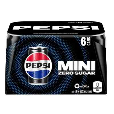 MINI CANS OF PEPSI ZERO CANADIAN SODA POP 6X222ml A MUST TRY MADE IN ...